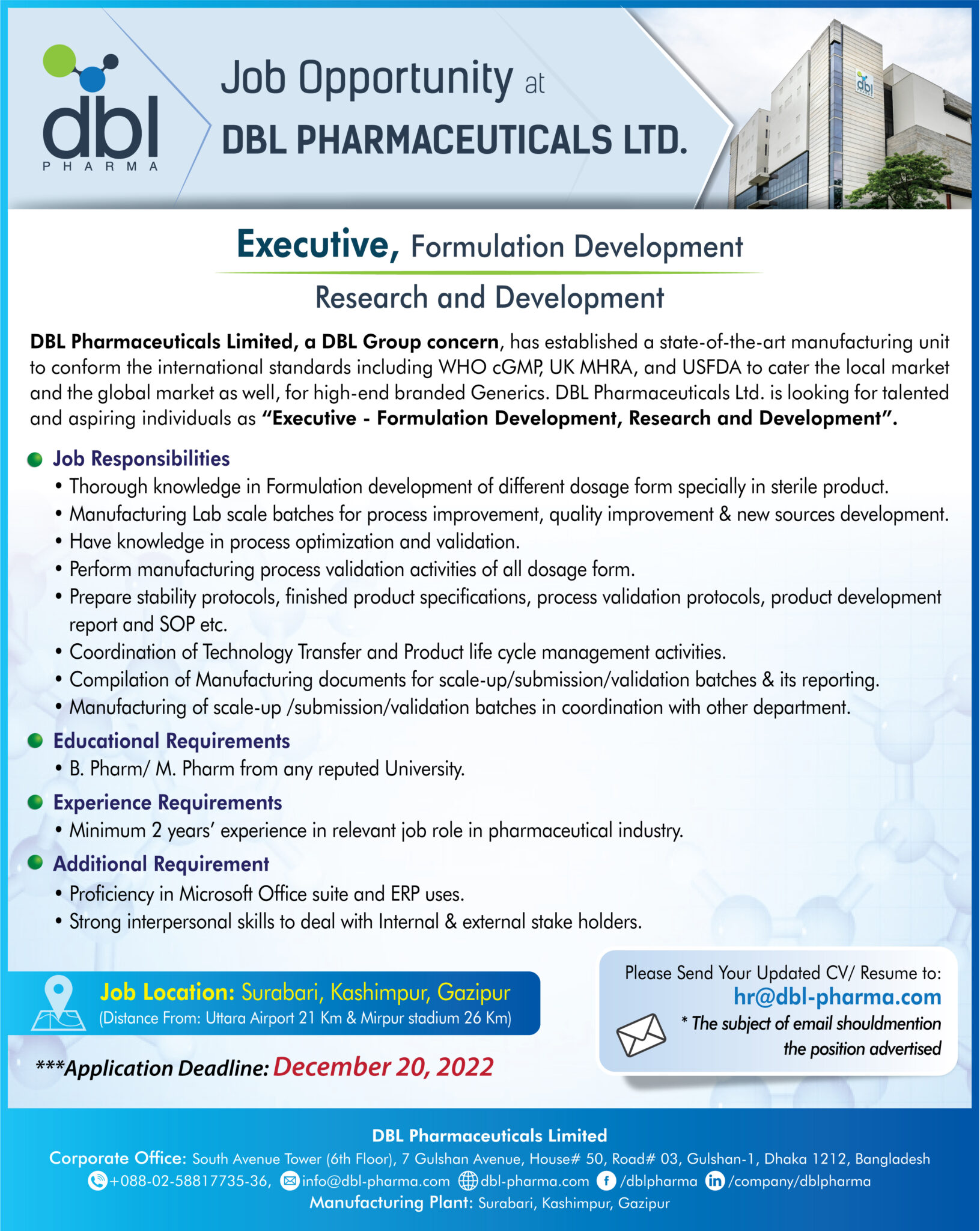 Executive – Formulation Development, R&D – dbl pharma
