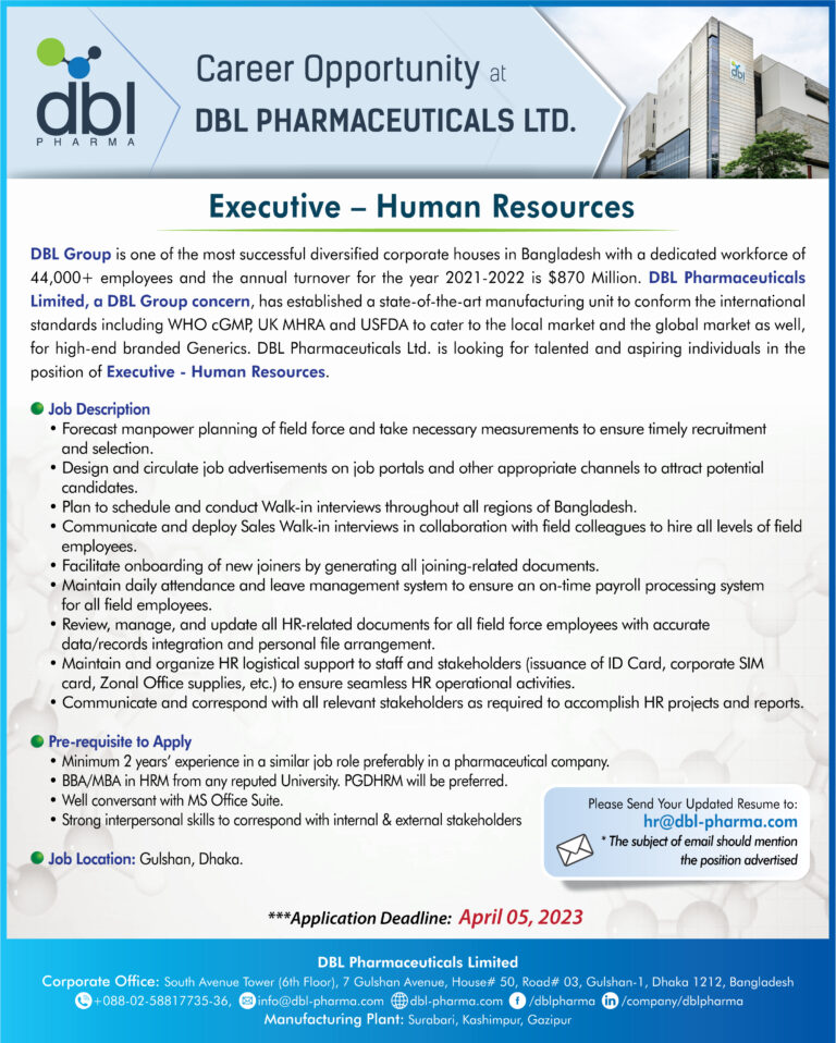 Executive – Human Resources – dbl pharma